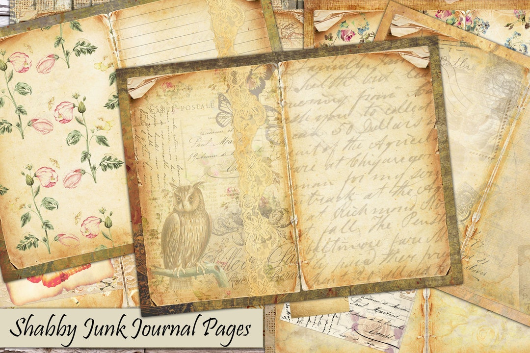 Printable Shabby Junk Journal Papers, Antique Junk Journal, Old Paper ...
