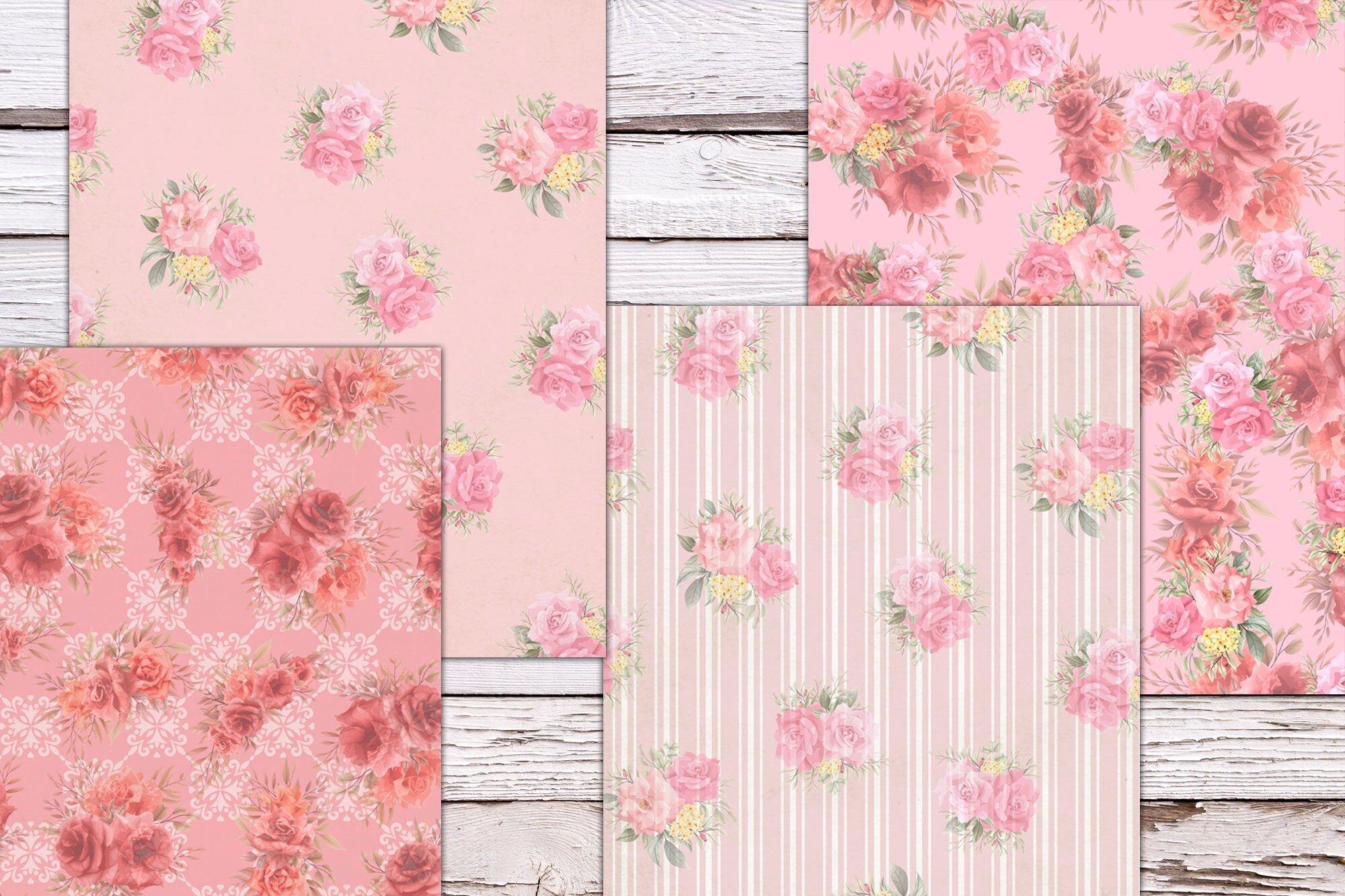 Printable Pink Floral Paper Background Paper Vintage Junk - Etsy