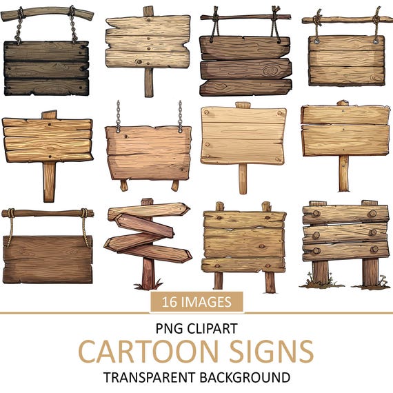 Cartoon Wood Sign Blank
