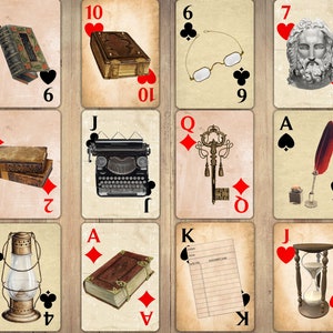 Printable Vintage Style Playing Cards, Antique Library, Scrapbook ...
