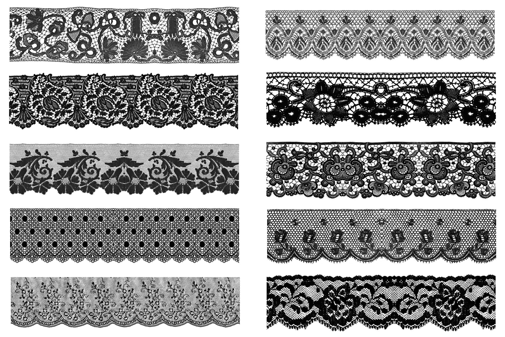 Vintage Black Lace Borders Lace Edge Clipart PNG Lace - Etsy