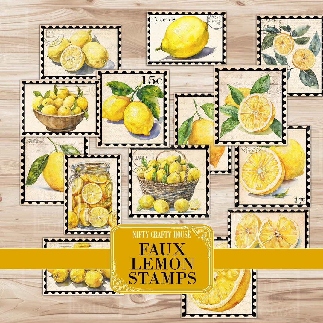 Vintage Lemon Stamps: Printable Ephemera, Junk Journal Supplies ...