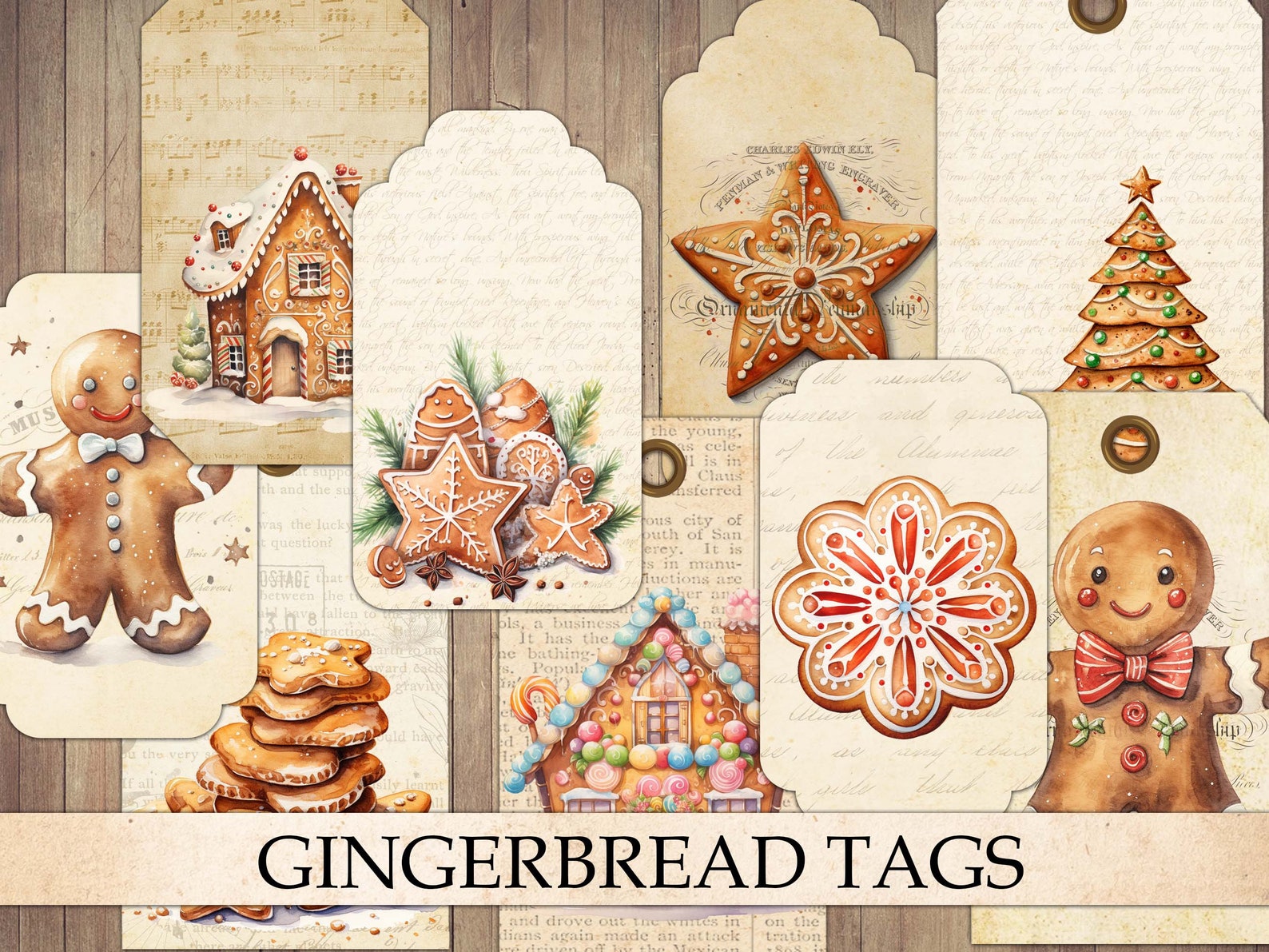 Vintage Gingerbread Man Tags: Christmas Ephemera (digital Download) - Etsy