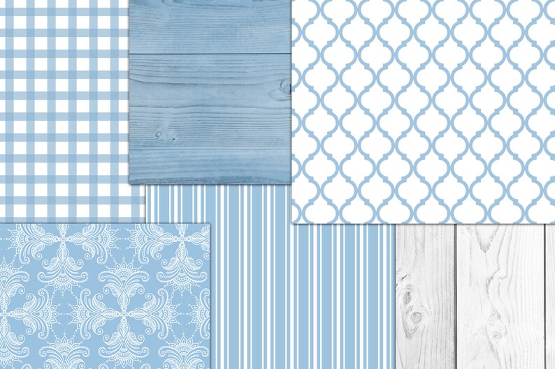 Cottage Blue Digital Paper Shabby Chic Scrapbook Paper - Etsy