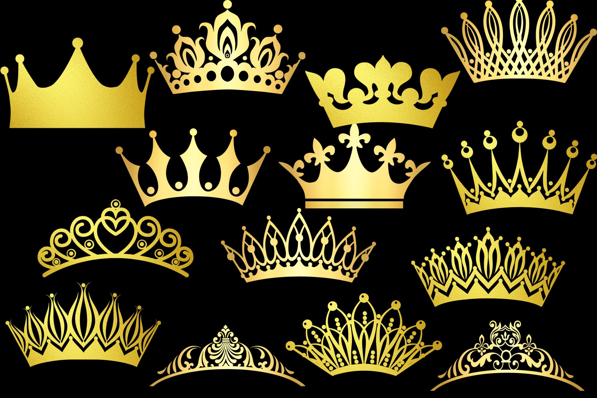 Gold Sparkle Crowns Clipart: Royalty Tiara PNG (digital Download) - Etsy