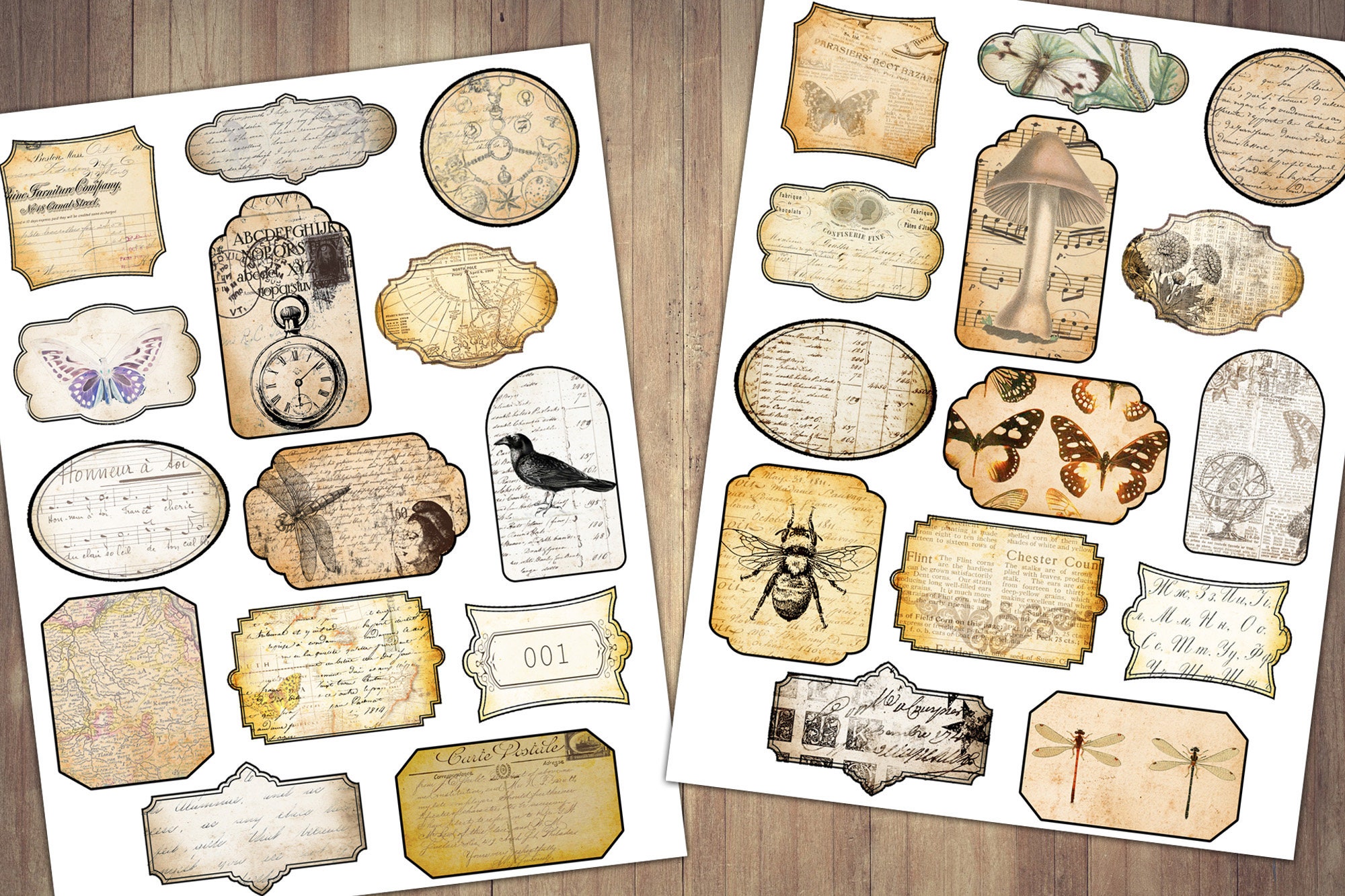 Printable Vintage Collage Labels Antique Junk Journal - Etsy