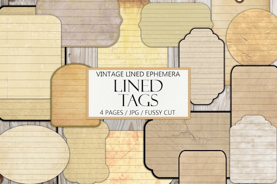 Vintage Lined Tags Printable Ephemera Antique Scraps - Etsy