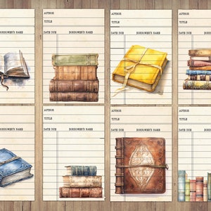 Printable Vintage Books Library Cards, Fussy Cut, Ephemera Pack, Junk ...