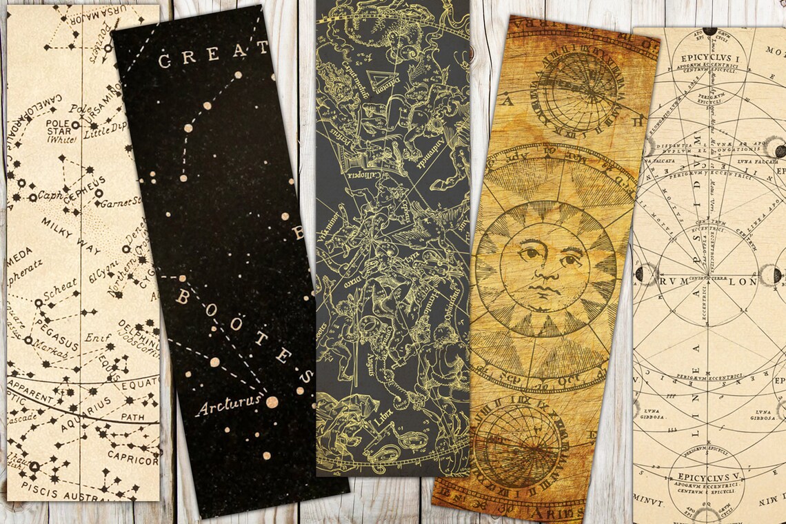 Printable Vintage Celestial Bookmarks Junk Journal Ephemera - Etsy