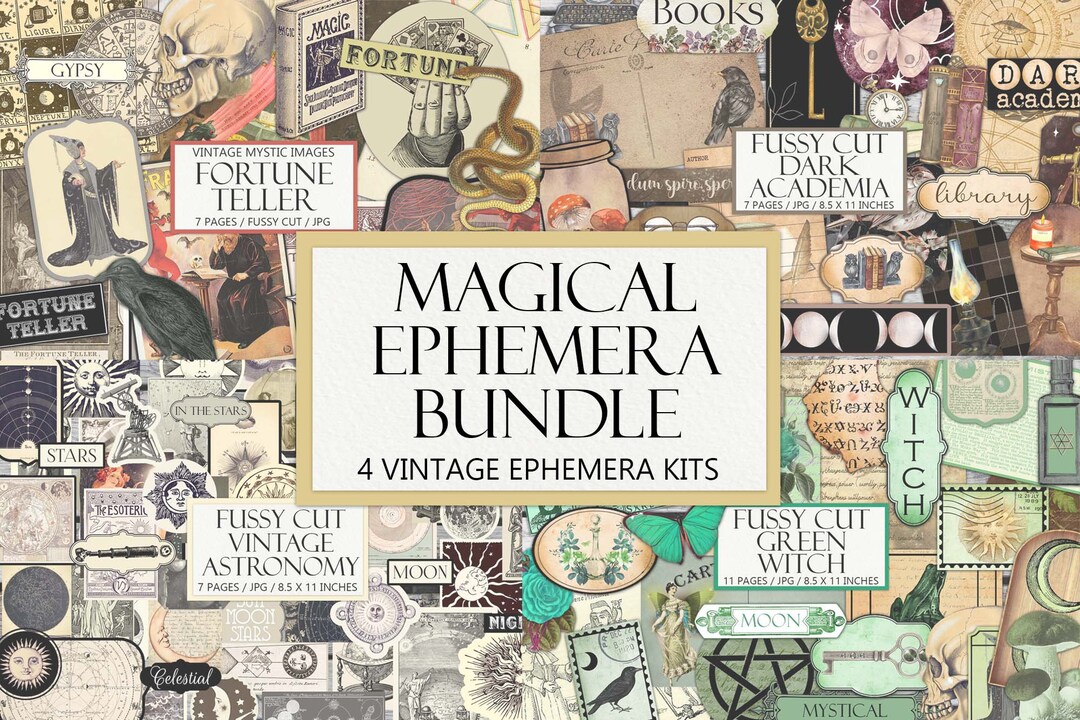 Magical Ephemera Bundle, Witch, Astronomy, Fortune Teller, Dark ...