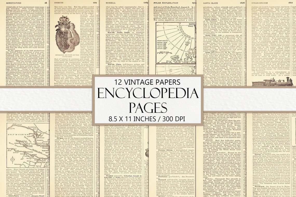 Printable Vintage Papers Encyclopedia Pages Antique Junk - Etsy