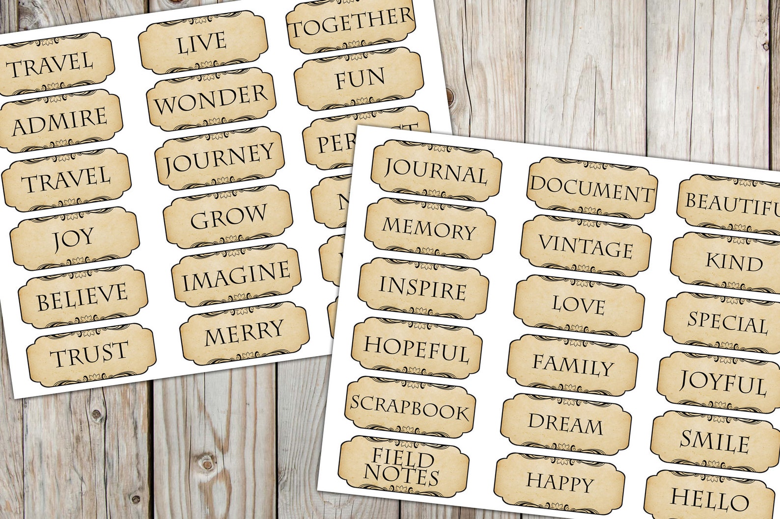 Printable Journal Word Labels Word Scraps Junk Journal - Etsy