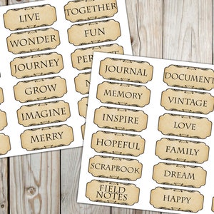 Printable Journal Word Labels, Word Scraps, Junk Journal Ephemera ...