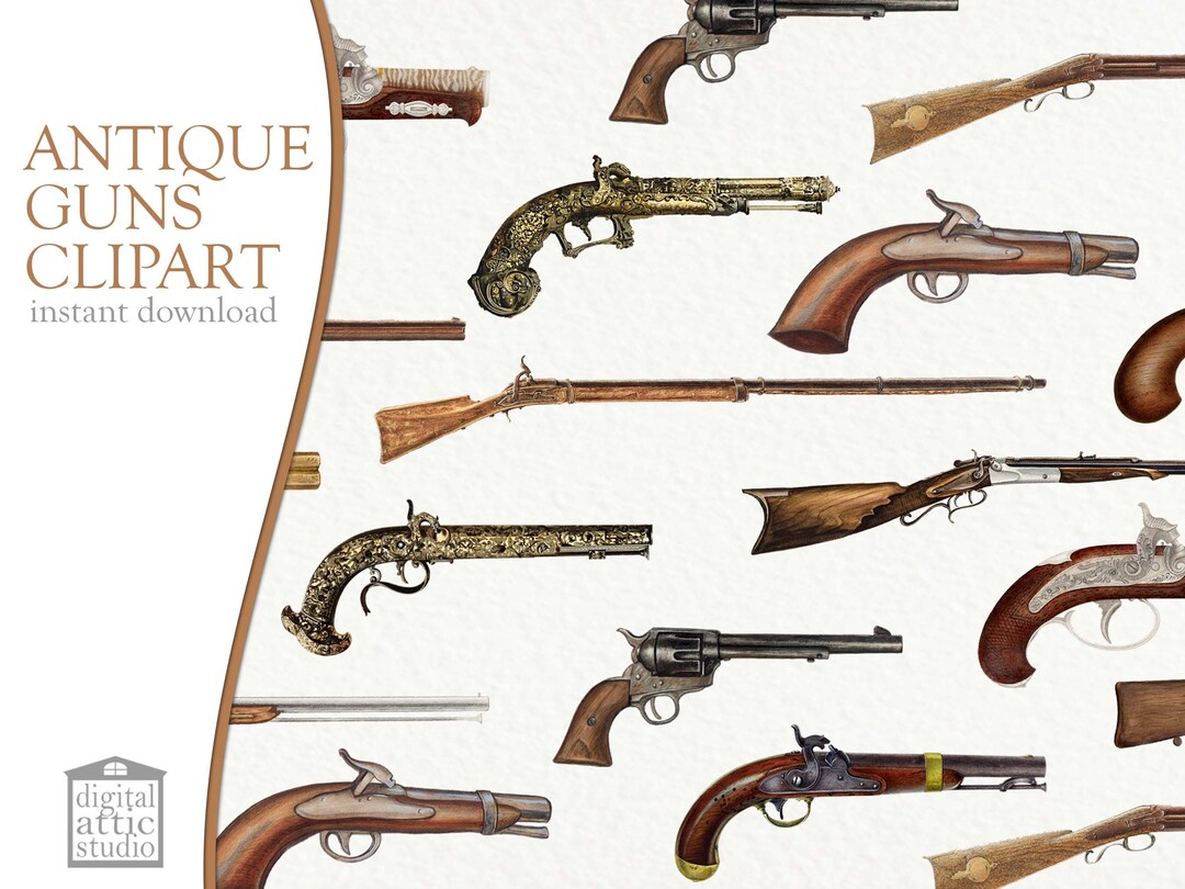 Vintage Guns Clipart, Old Images, Victorian Guns, Authentic ...