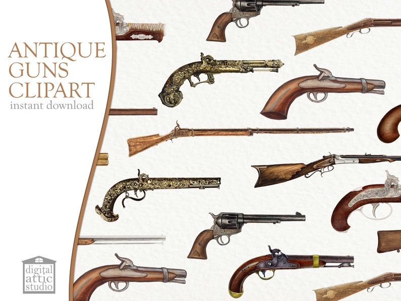 Vintage Guns Clipart Old Images Victorian Guns Authentic - Etsy