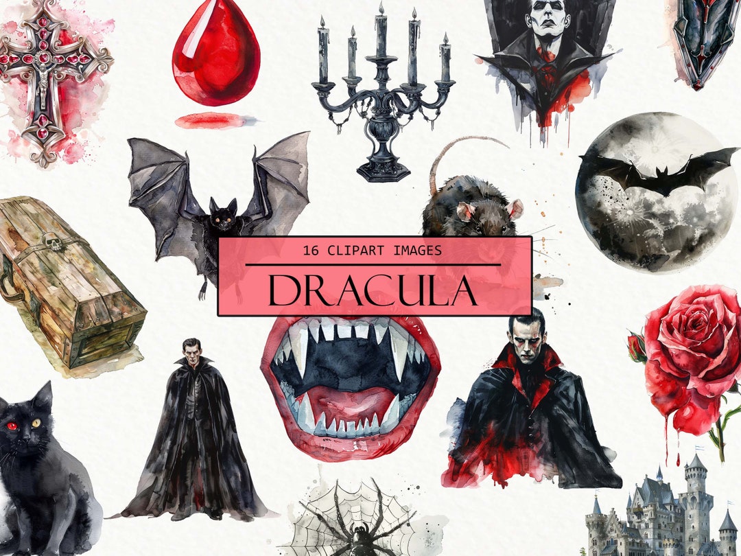 Watercolor Vampire Clipart, Classic Dracula Sublimation, Undead Images ...
