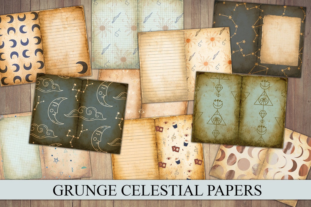 Digital Junk Journal Paper, Vintage Celestial, Grunge, Astrology ...