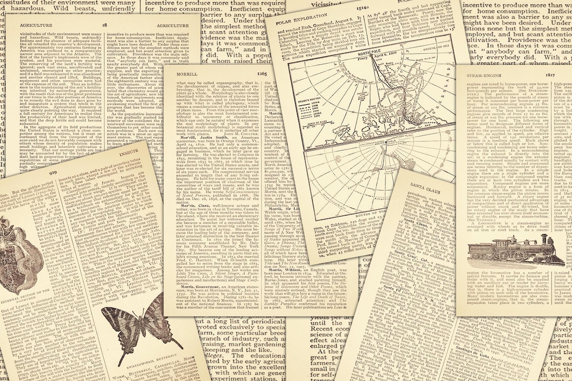 Printable Vintage Papers Encyclopedia Pages Antique Junk - Etsy