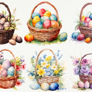 Watercolor Easter Baskets Clipart, Holiday Sublimation, Spring Pastel ...