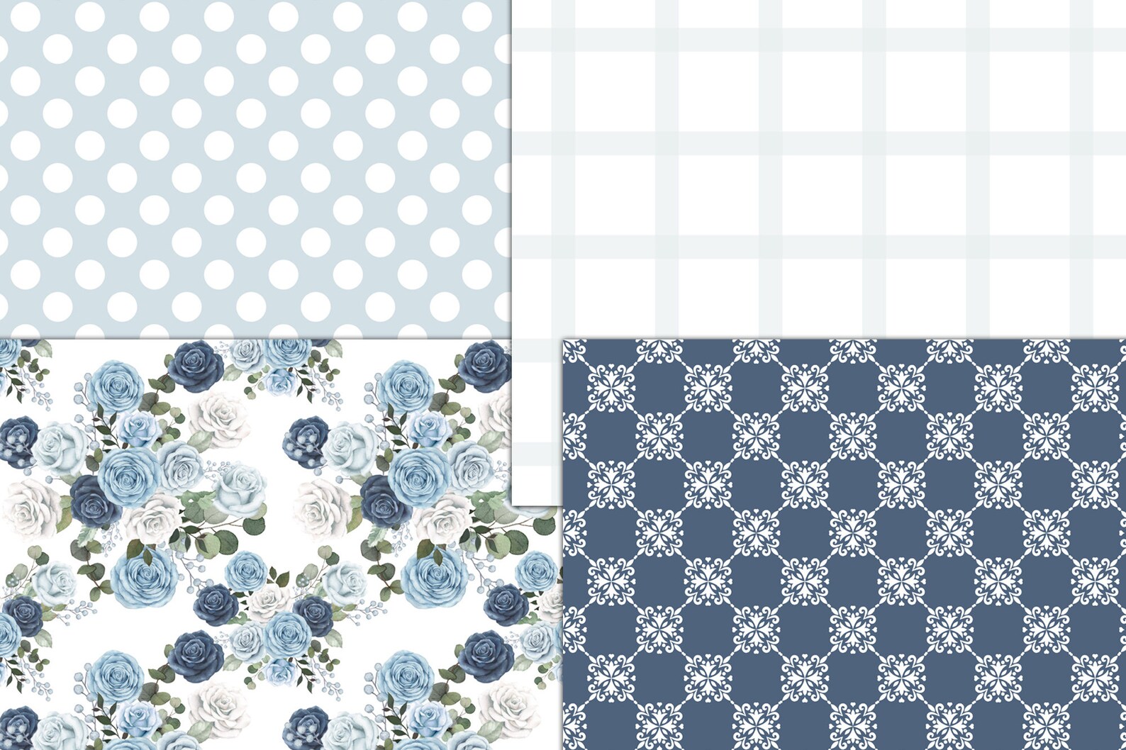 Printable Scrapbook Papers Blue Floral Junk Journal Pages - Etsy