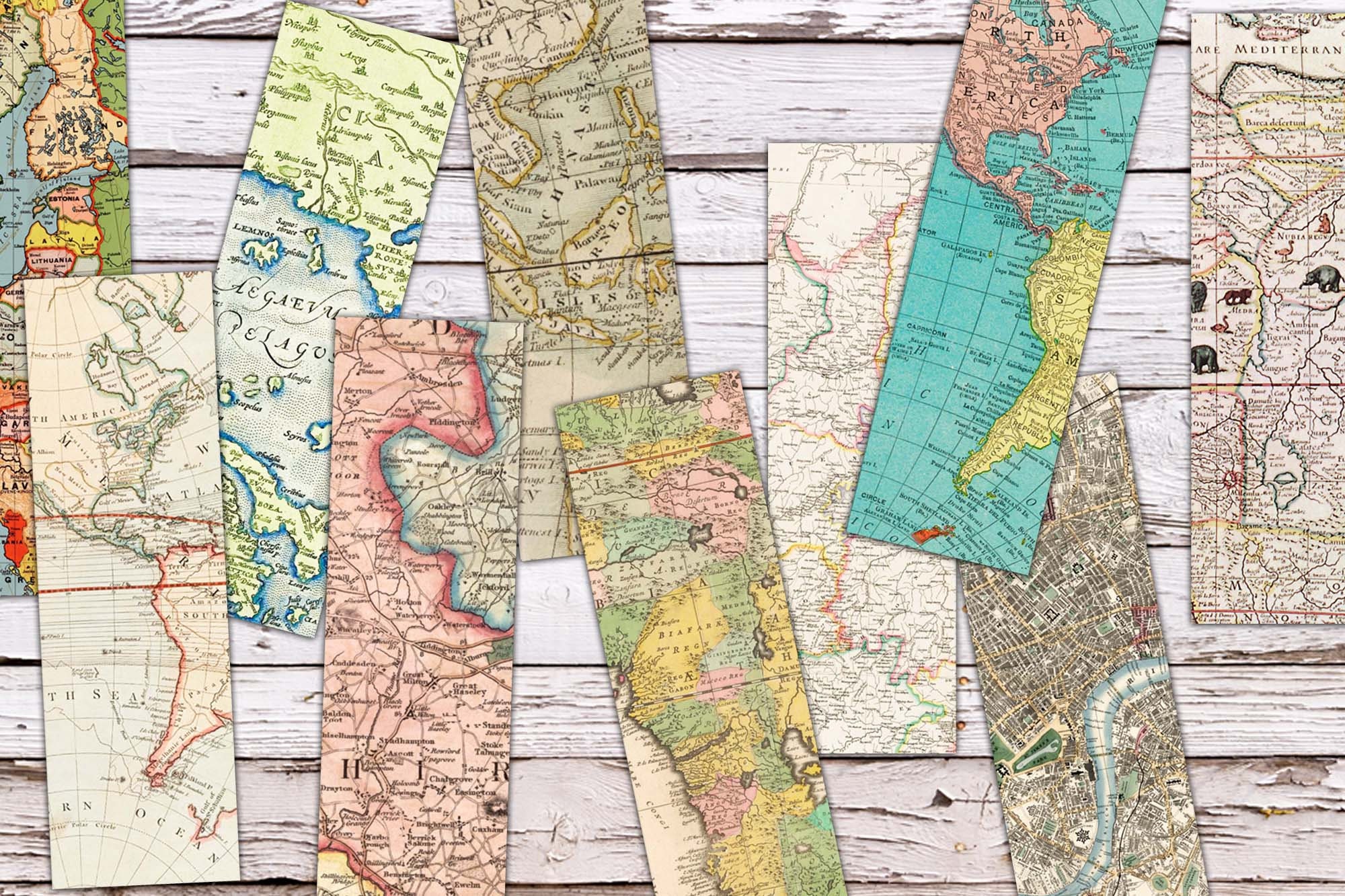 Printable Maps Bookmarks Vintage Ephemera Fussy Cut - Etsy Australia