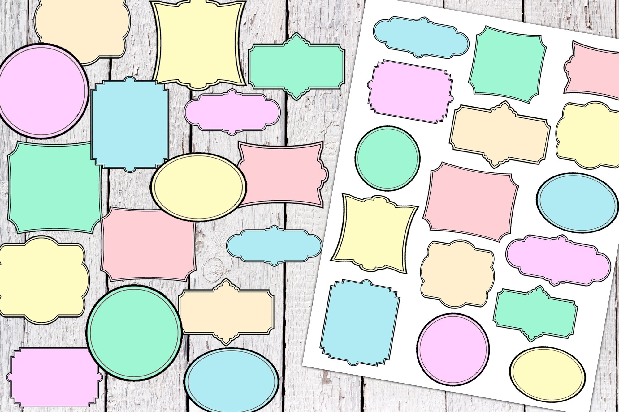Pastel Labels Clipart Fussy Cut Organizing Label Junk - Etsy