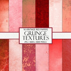 Red Grunge Textures, Vintage Papers, Scrapbook, Junk Journal Paper ...