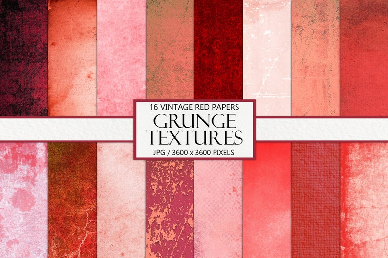 Red Grunge Textures Vintage Papers Scrapbook Junk Journal - Etsy
