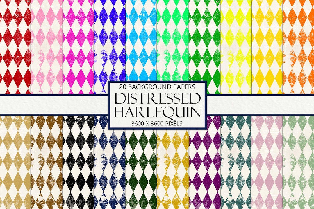 Distressed Harlequin Scrapbook Paper: Colorful Diamond Pattern (digital ...