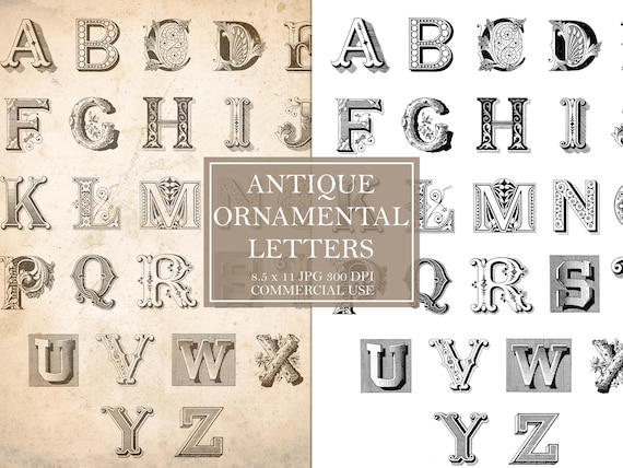 Antique Ornamental Alphabet Printable Words Junk Journal - Etsy