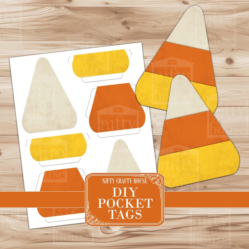 Candy Corn Loaded Pocket Tag, Halloween, Fall Junk Journal Ephemera ...