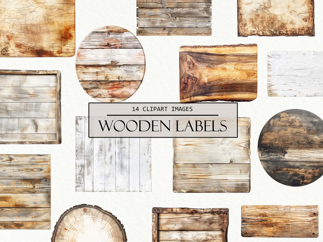 Watercolor Wood Labels Clipart, Wooden Tags Images, Plaque ...