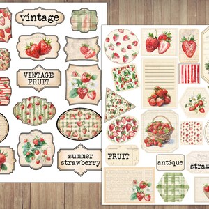 Vintage Strawberry Labels, Junk Journal Ephemera, Antique Cards ...