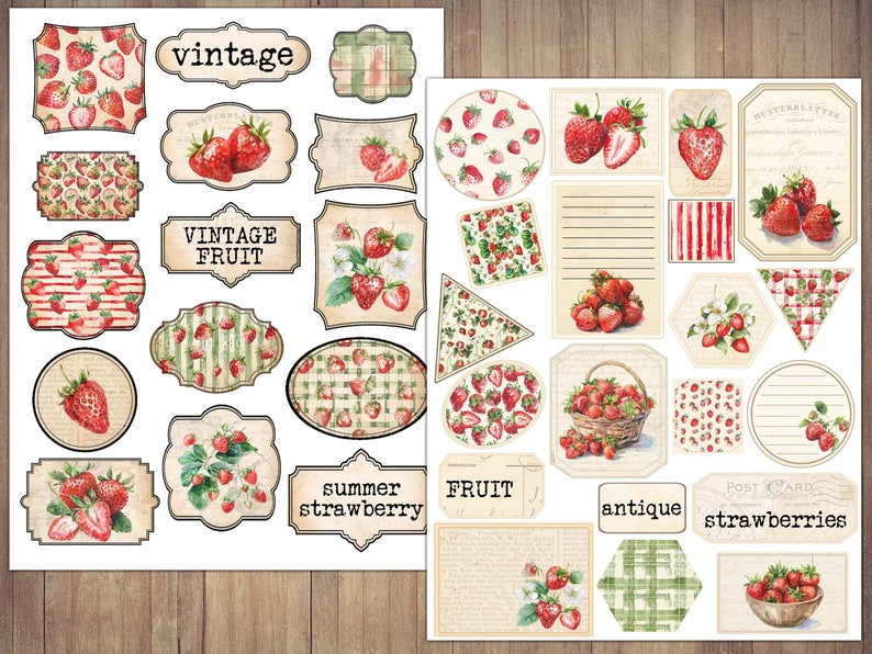 Vintage Strawberry Labels: Junk Journal Ephemera (digital Download) - Etsy