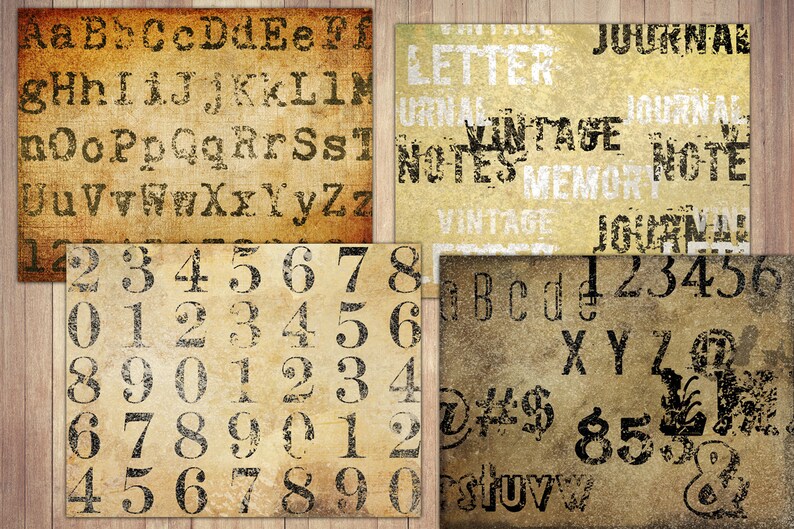 Grunge Letters and Numbers: Junk Journal Printable Paper (PDF & JPG) - Etsy