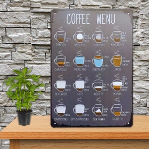 Coffee Bar Menu Sign, Bar Menu Sign, Coffee Sign for Coffee Bar ...