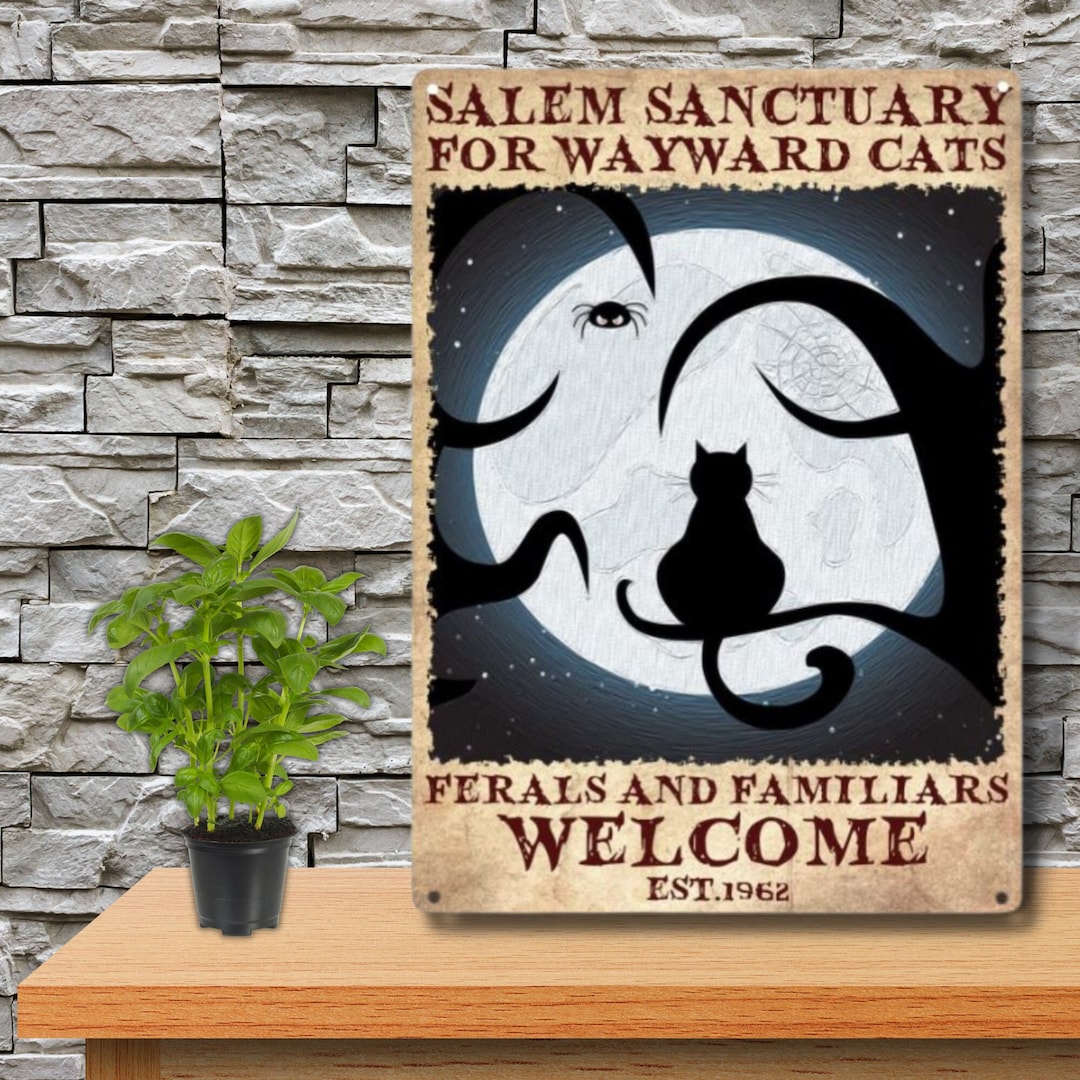 Salem Sign-black Cat Metal Sign-salem Sanctuary for Wayward Cats Gift ...