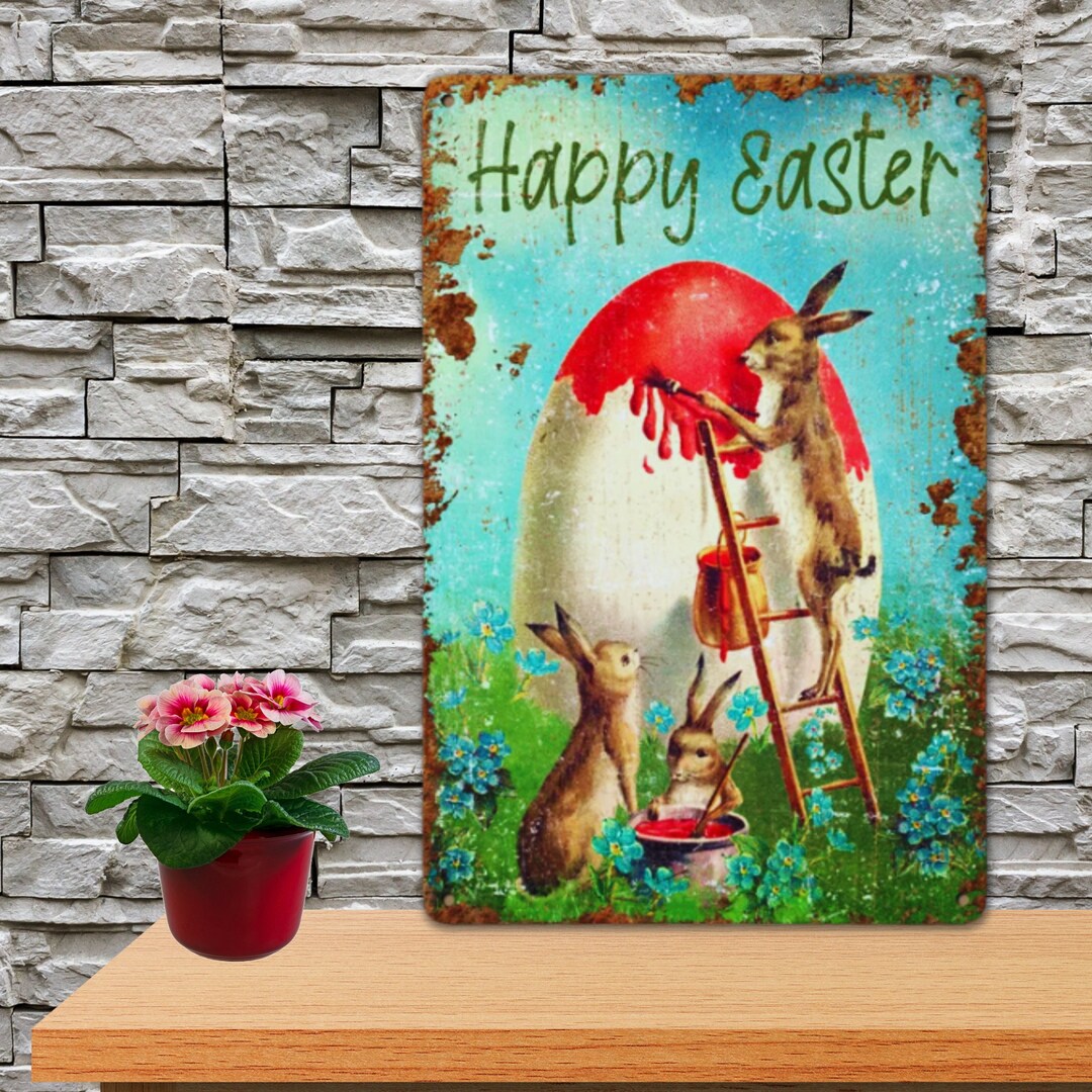 Metal Bunny Sign for Spring Easter Decoration Modern Farmhouse Decor ...