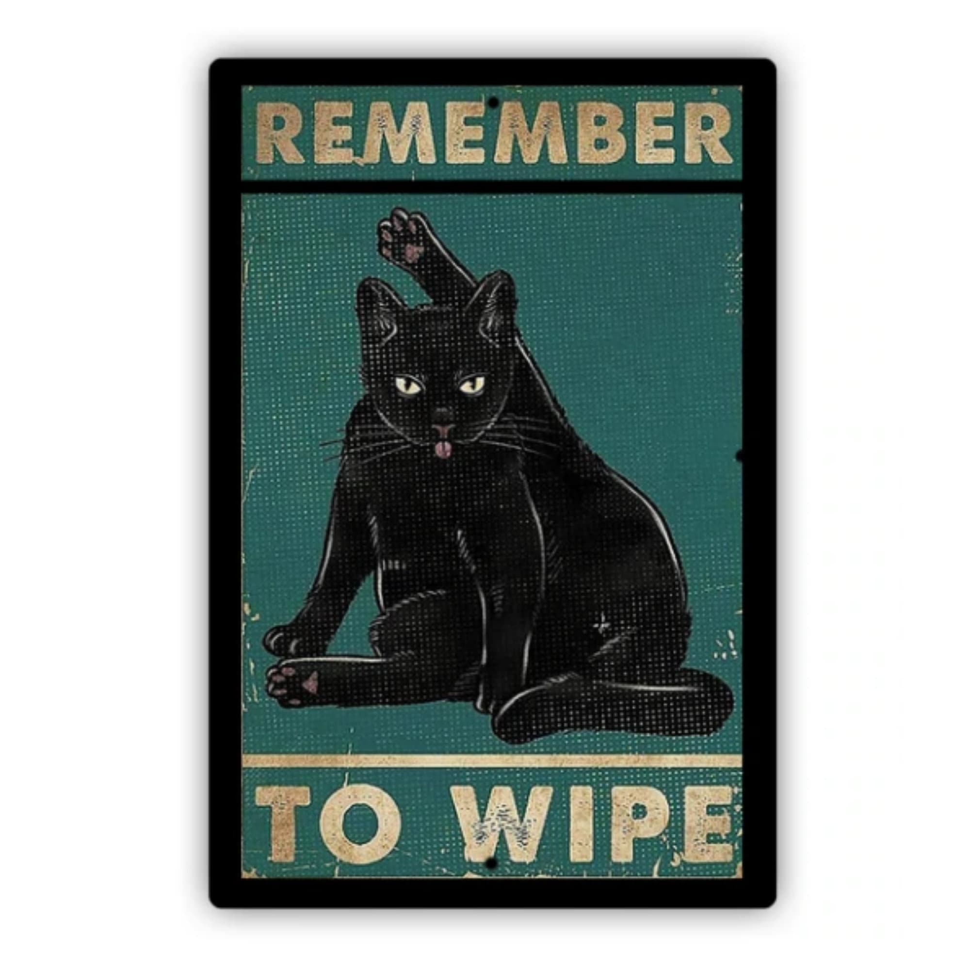 Remember to Wipe Cat Aluminum Vintage Sign - Etsy