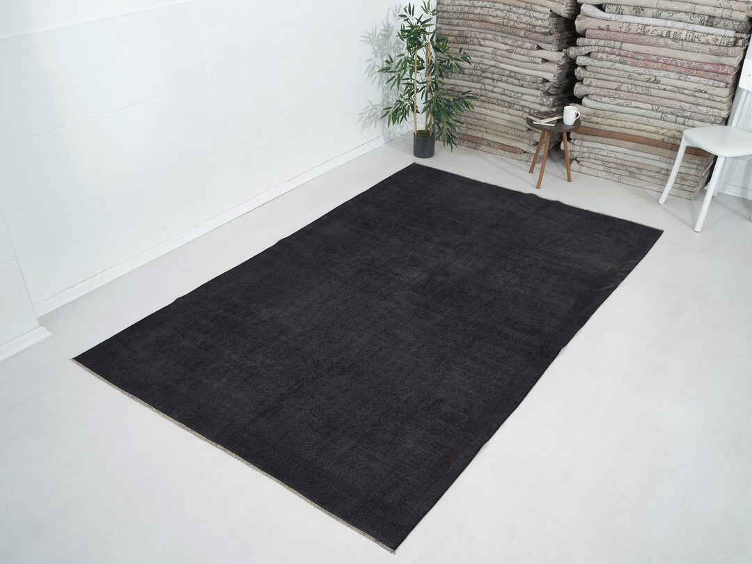 5X8 Black Area Rug / Oushak Wool Rug / Turkish Vintage Rug / Old Rug İn ...