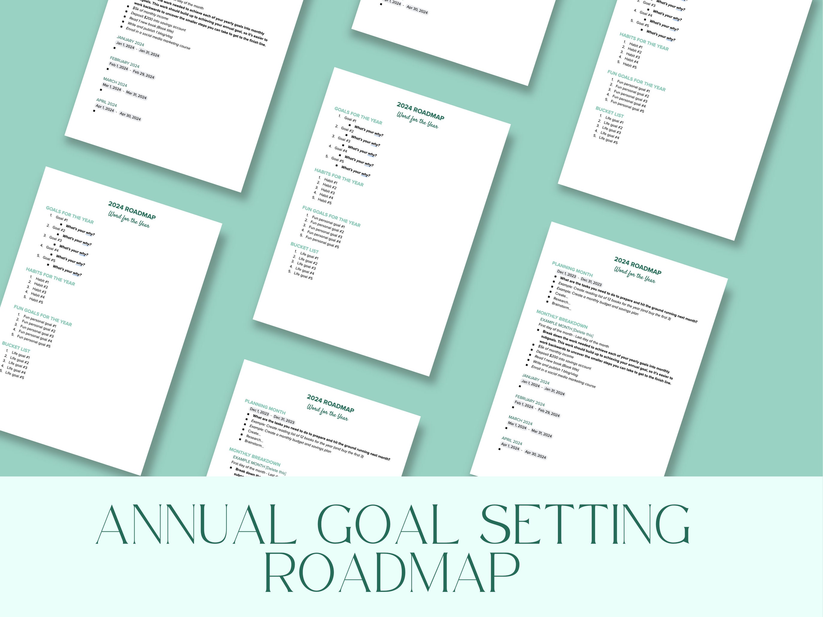Annual Goal Setting Roadmap - Green - Etsy
