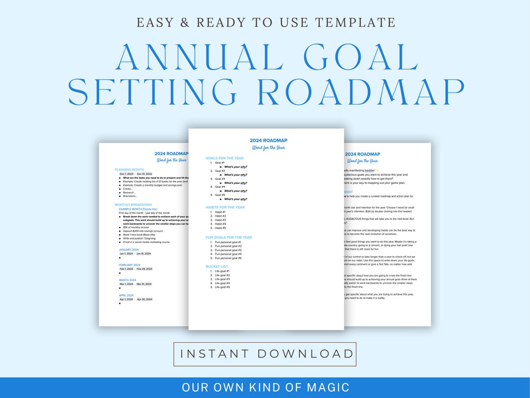 Annual Goal Setting Roadmap - Blue - Etsy