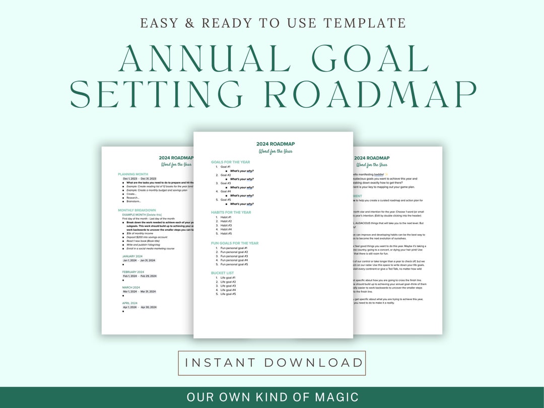 Annual Goal Setting Roadmap - Green - Etsy