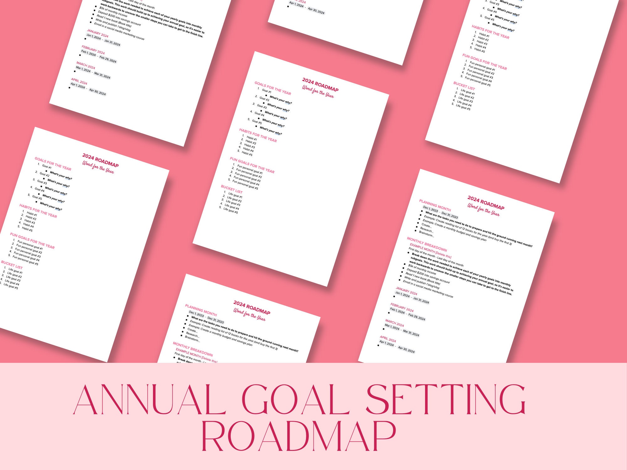 Annual Goal Setting Roadmap - Red - Etsy
