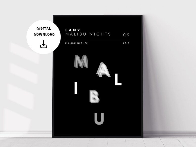 Lany, Malibu Nights, Music Wall Print, Minimal Music Poster, Indie ...