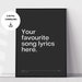 Personalised Song Lyrics Print, Custom Lyrics Poster, Favourite Song ...
