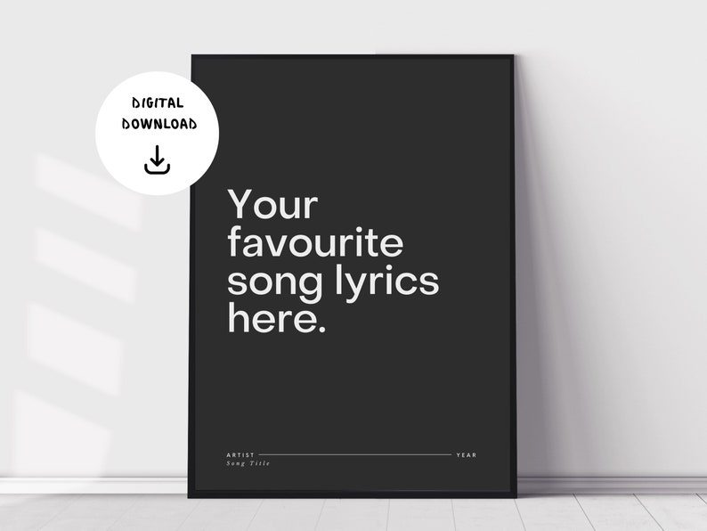 Personalised Song Lyrics Print Custom Lyrics Poster - Etsy
