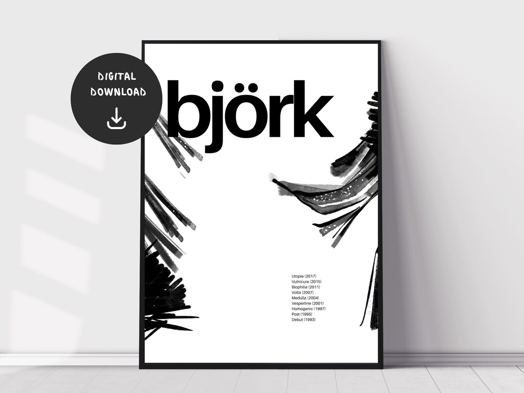 Björk, Discography, Digital Download Music Print, Minimal Music Poster ...