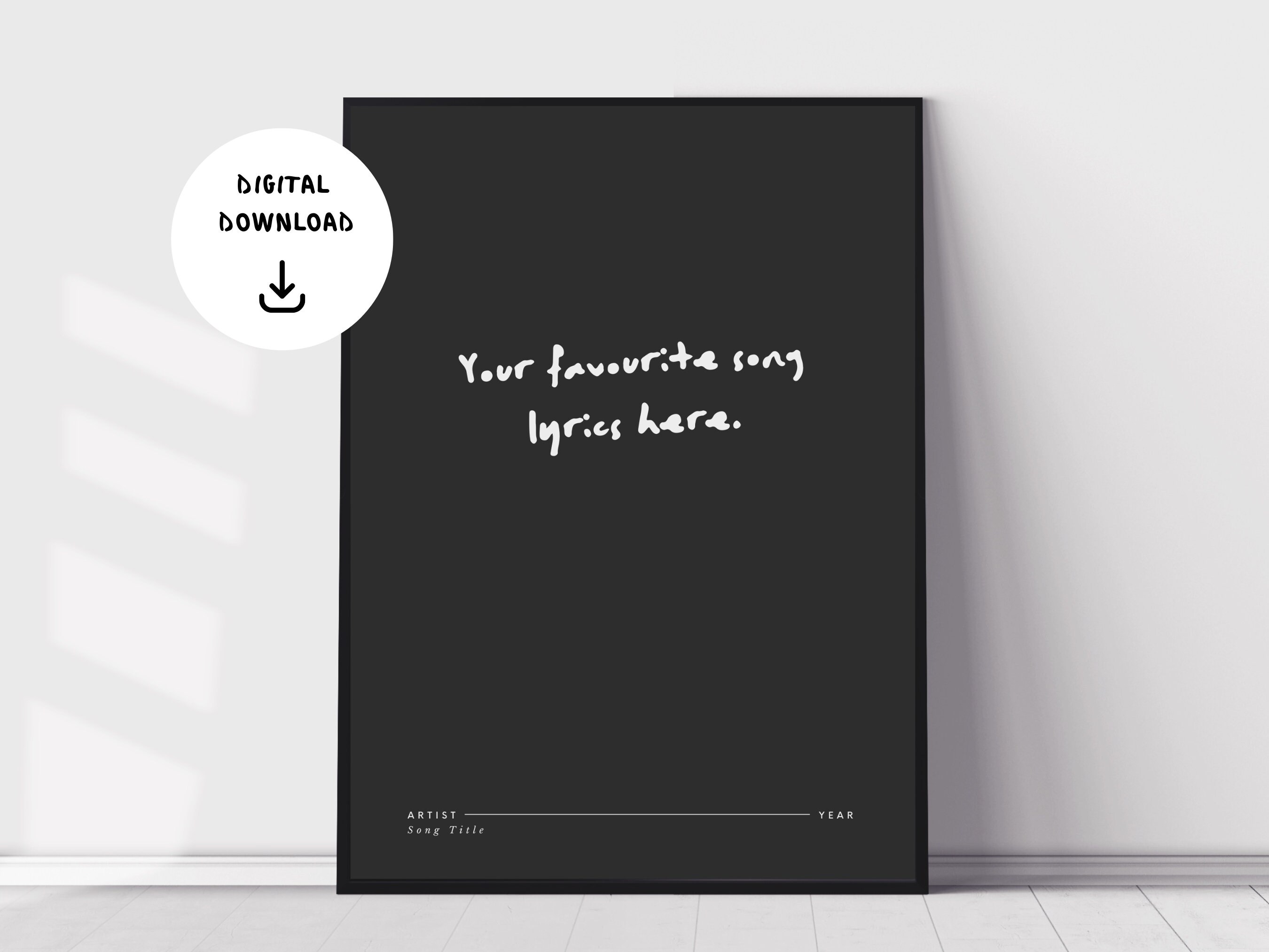 Personalised Song Lyrics Print, Custom Lyrics Poster, Favourite Song ...