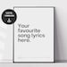 Personalised Song Lyrics Print, Custom Lyrics Poster, Favourite Song ...